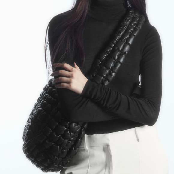 COS | Bags | Cos Leather Quilted Oversized Crossbody Bag Leather Black ...
